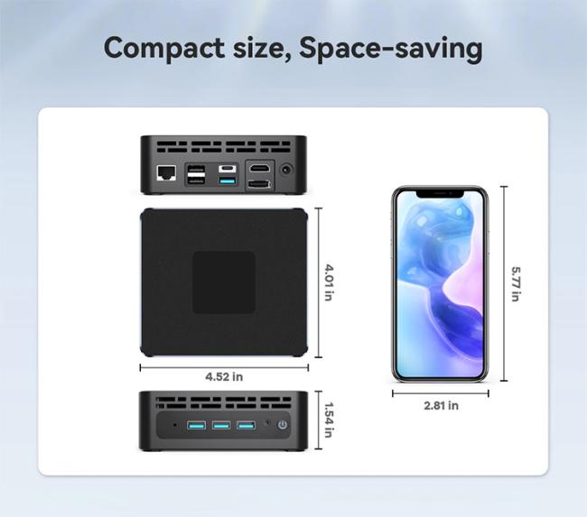 N100 Mini PC rear ports