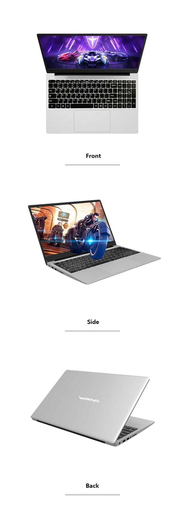 Front view of silver gaming laptop showing slim design