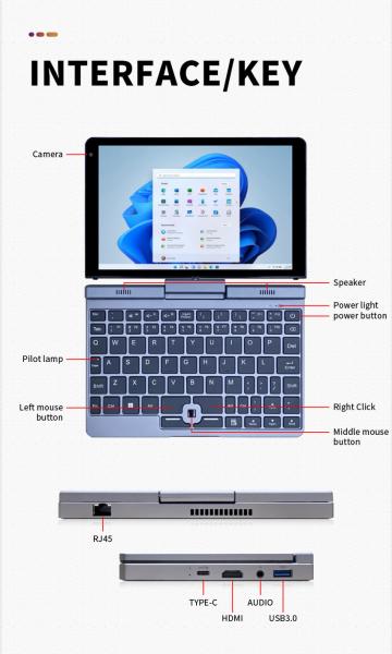 Quality Pocket Notebook Mini Laptop Computer 8 Inch 2 In 1 Intel Core N95 12gb Ddr5 Win for sale