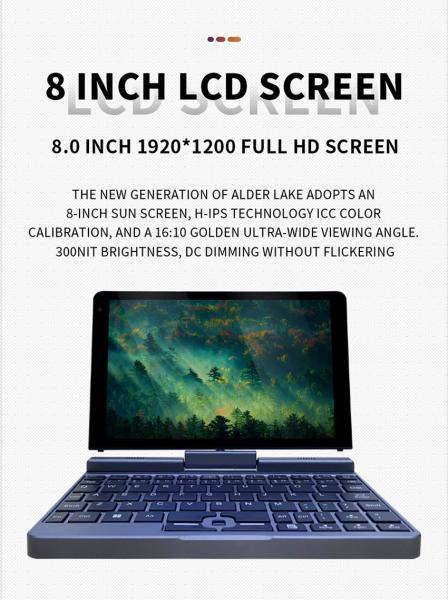 Quality Pocket Notebook Mini Laptop Computer 8 Inch 2 In 1 Intel Core N95 12gb Ddr5 Win for sale