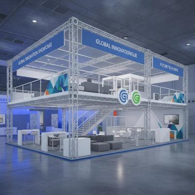China Exhibition Trade Show Modular Party Marquee Tent Booth Double Decker Structure Custom Branding Printing Display Canopy for sale