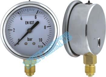 China 63mm Crimp type hydraulic pressure gauge instrument with oil , isolate for sale