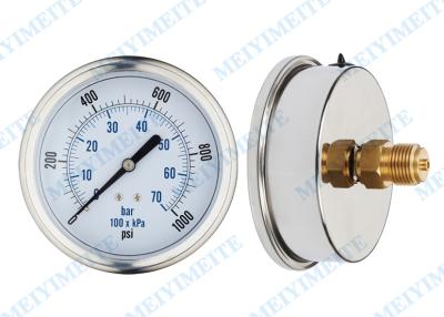 China 4” Stainless steel case crimp ring hydraulic oil pressure gauge fillable for sale