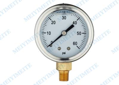 China Bottom Oil filled pressure gauge hydraulic 2 inch , 1000 psi pressure gauge for sale