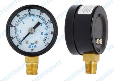 China 2 Inch Craftsman tire pressure gauge with black steel , brass Material for sale