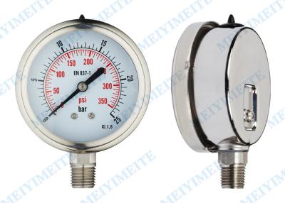 China Shockproof  2.5 inch 304 Stainless Steel Pressure Gauge , fluid filled pressure gauge for sale
