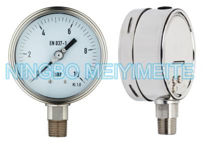 China Oil Fillable SS Pressure Gauge Instrument With Tempered Glass / Safety Glass for sale