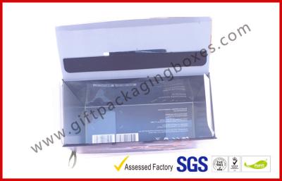 China Hard cover printing plastic earphone hook gift boxes , Customized electronic product gift box for sale