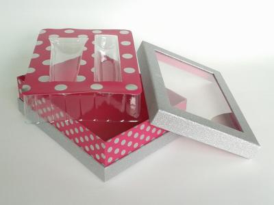 China Mode-Funkeln-steife Geschenkboxen mit Kunststoffschale, kundengebundener kosmetischer Verpackenkasten des gestrichenen Papiers zu verkaufen