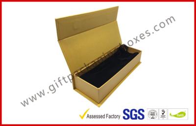 China ROSH Empty Jewelry Gift Boxes Golden Color With Velvet Bag , Hot Stamp Finishing for sale