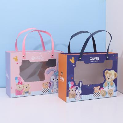 CMYK Color Rigid Gift Boxes clear windows Birthday Gift Boxes With Hand
