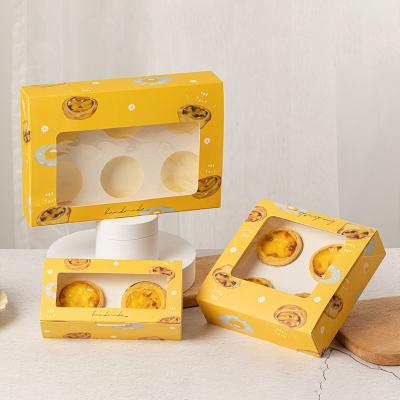 China Customized Baking Egg Tart Packaging Box 4 Piece Disposable Paper Western Pastry Box for sale
