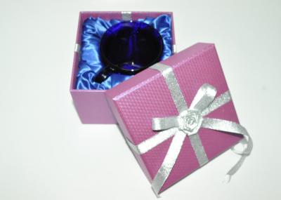 China Handmade Texture Paper Gift Packaging Boxes , Custom Rigid Board Cup Gift Box with Ribbon for sale
