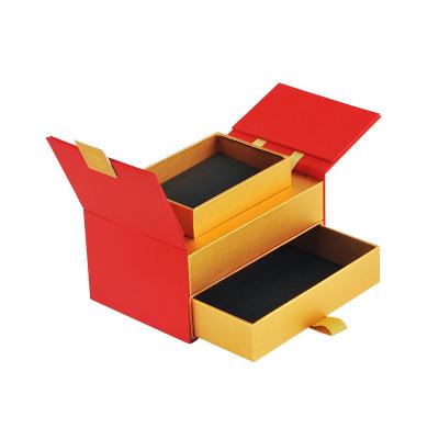 China Double Open Gift Box Pearl Treasure Box Drawer Double Layer Gift Box for sale