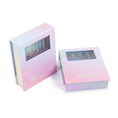 Cina Scatola regalo a conchiglia magnetica Scatola cosmetica di nail art Scatola di effetto olografico stampata su misura con finestra trasparente in vendita