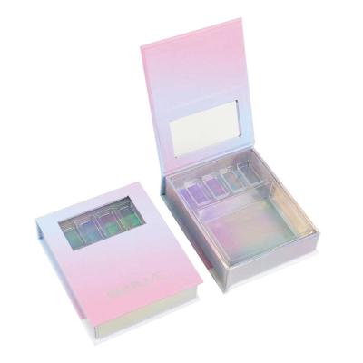 Cina Scatola regalo a conchiglia magnetica Scatola cosmetica di nail art Scatola di effetto olografico stampata su misura con finestra trasparente in vendita