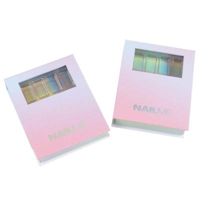 Cina Scatola regalo a conchiglia magnetica Scatola cosmetica di nail art Scatola di effetto olografico stampata su misura con finestra trasparente in vendita
