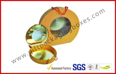 Cina Contenitori di regalo di lusso della finestra trasparente di carta rotonda con materiale da imballaggio dorato in vendita