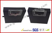 China Foldable Hanger Electronics Packaging , Customized Matt Black Drawer Box for sale