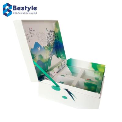 China Het marineblauwe Vakje van de Theeblad Verpakkende Gift met Rose Gold Foil Stamping Te koop