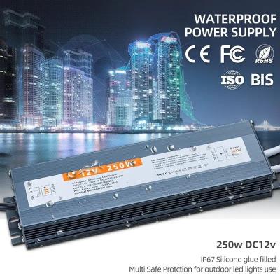 China 12V LED Waterproof Driver 250W 20.8A Waterproof LED Power Supply Coffee Color IP67 for sale