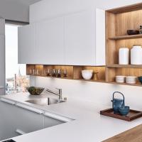 China MDF Melamine White Kitchen Cabinets 18mm Moisture Proof Modern Set for sale