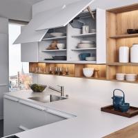 China MDF Melamine White Kitchen Cabinets 18mm Moisture Proof Modern Set for sale