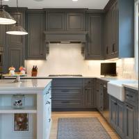 China American Classic L-Shape Solid Wood Kitchen Cabinet Set Custom Sizes 580mm Base Unit for sale