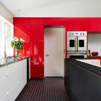 China High Gloss Wine Red Lacquer Kitchen Cabinets Complete Sets MDF 18mm Flat Panel Modern for sale