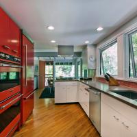 China Flat Panel Glossy Red Lacquer Fitted Kitchen Units Set Modern MDF 18mm Cabinet for sale