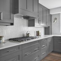 China Solid Wood Grey Shaker Kitchen Cabinets Sets 580mm Base 350mm Wall Custom Sizes for sale