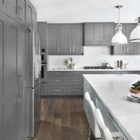 China Solid Wood Grey Shaker Kitchen Cabinets Sets 580mm Base 350mm Wall Custom Sizes for sale