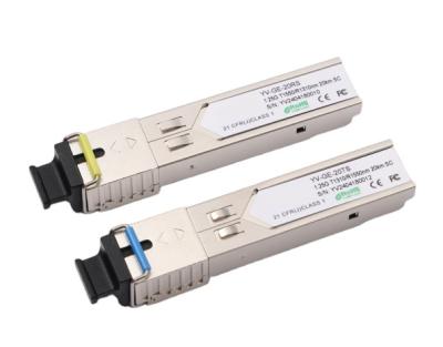 China SC Port  Single Fiber SFP 1.25G 20km Optical Transceiver Module   1310/1550nm Fiber Optic Transceivers OEM Manufacturer for sale