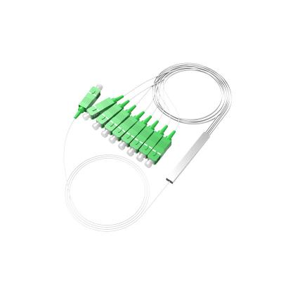 China 1X8 PLC  Fiber Optic Splitter SC/APC  Connector 0.9mm Cable 1m G657A Steel Tube for sale