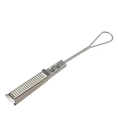 China Outdoor Metal Stainless Steel Flat Fiber Optic Drop Cable Tension Clamp FTTH Accessoires for sale