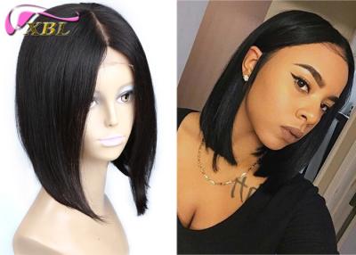 China Clips Inside 100 Virgin Hair Lace Front Wigs With Middle Part Straight Short Style for sale