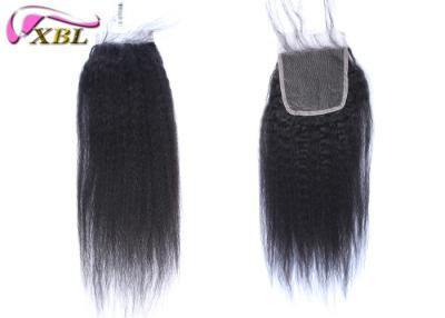China Peruvian Virgin Hair Yaki Lace Closure Free Parting 4x4 Size For Black Women for sale