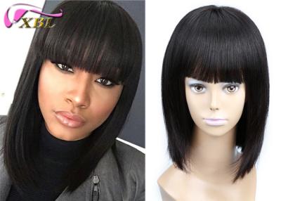 China Free Part Bleached Knots Natural Human Hair Lace Front Wigs With Bangs For Dream Girl for sale