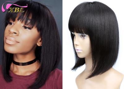 China Black Brazilian Natural Human Hair Lace Front Wigs With Baby Hair , Size 12 Inch for sale