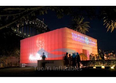 China Outdoor Event Inflatable Lawn Tents , Durable LED Inflatable Cube Tent for sale
