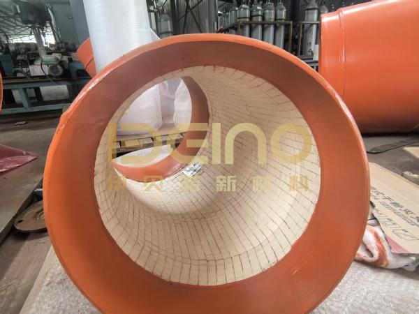 Large-diameter ceramic patch pipes Alumina ceramic lined pipe Ceramic tile lined pipe Ceramic lined pipe for mining slurry transport Cement plant coal dust ceramic lined pipe