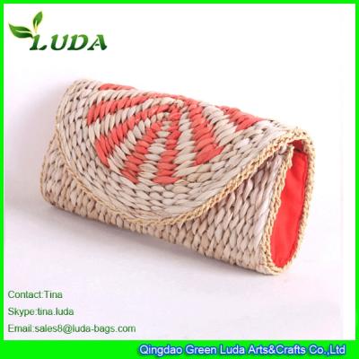 China LUDA 2014 New Woven Straw Handbags Cornhusk Straw Clutch Bags for sale