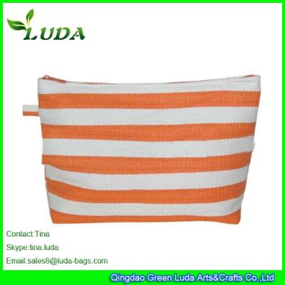 China LUDA Striped Straw Handbags Paper Straw Clutch for sale