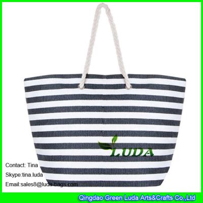 China LUDA striped women handbags fasion paper straw beach handbags for sale
