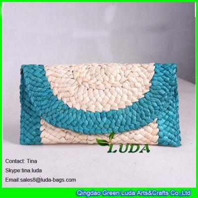 China LUDA fashion straw handbags cornhusk straw clutch bag wholesale for sale