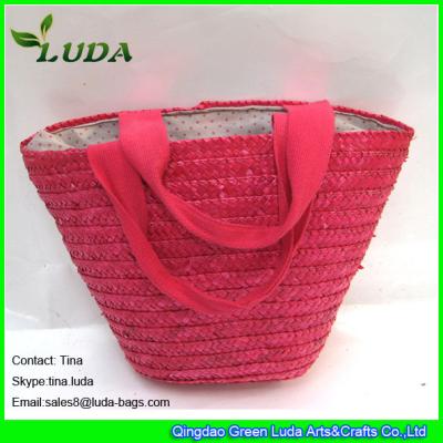 Cina LUDA wholesale name brand purses small handbags pink wheat straw bags in vendita