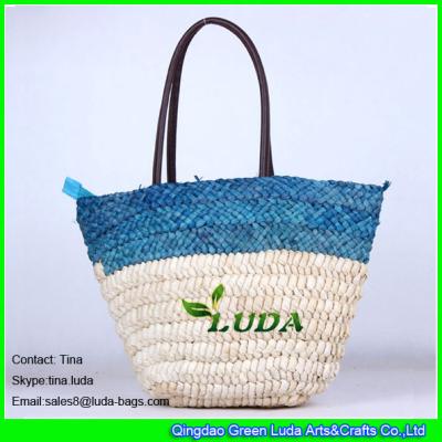 中国 LUDA cute designer handbags handmade cornhusk straw beach bags 販売のため