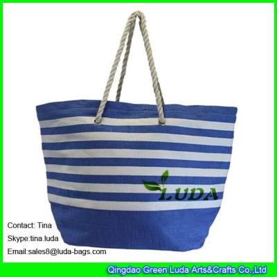 Cina LUDA  Large Straw Beach Bags Women Casual Shoulder Handbag  striped Straw Bags in vendita