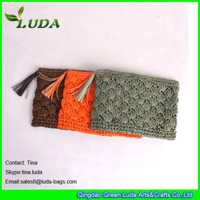 China LUDA discount purses for women paper straw crochet clutch bag for sale