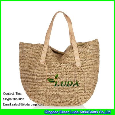 China LUDA beige handbags high quality totes raffia straw beach bags en venta